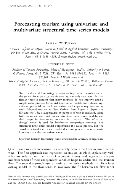 Pdf Forecasting Tourism Using Univariate And Multivariate Structural