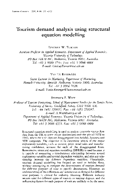 Pdf Tourism Demand Analysis Using Structural Equation Modelling