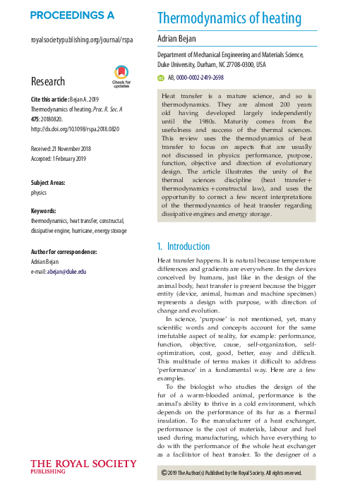 (PDF) Thermodynamics of heating
