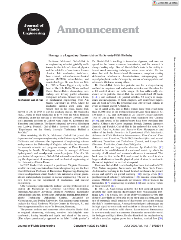 (PDF) Homage To a Legendary Dynamicist On His Seventy-Fifth Birthday