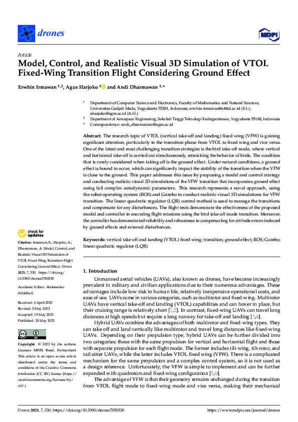 (PDF) Model, Control, and Realistic Visual 3D Simulation of VTOL Fixed ...
