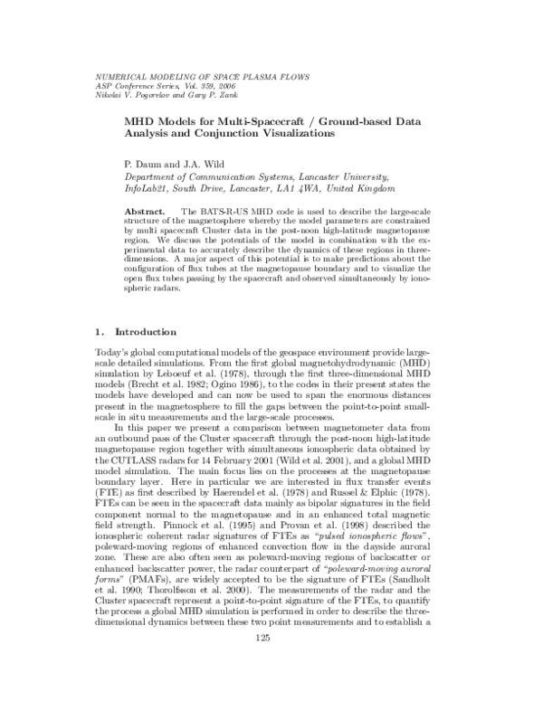 (PDF) MHD Models for Multi-Spacecraft / Ground-based Data Analysis and Conjunction Visualizations