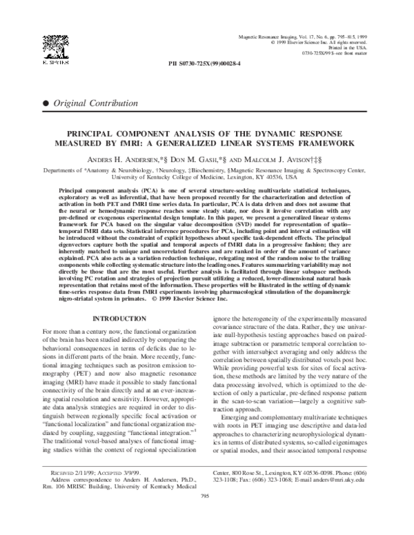 (PDF) Principal component analysis of the dynamic response measured by fMRI: a generalized ...