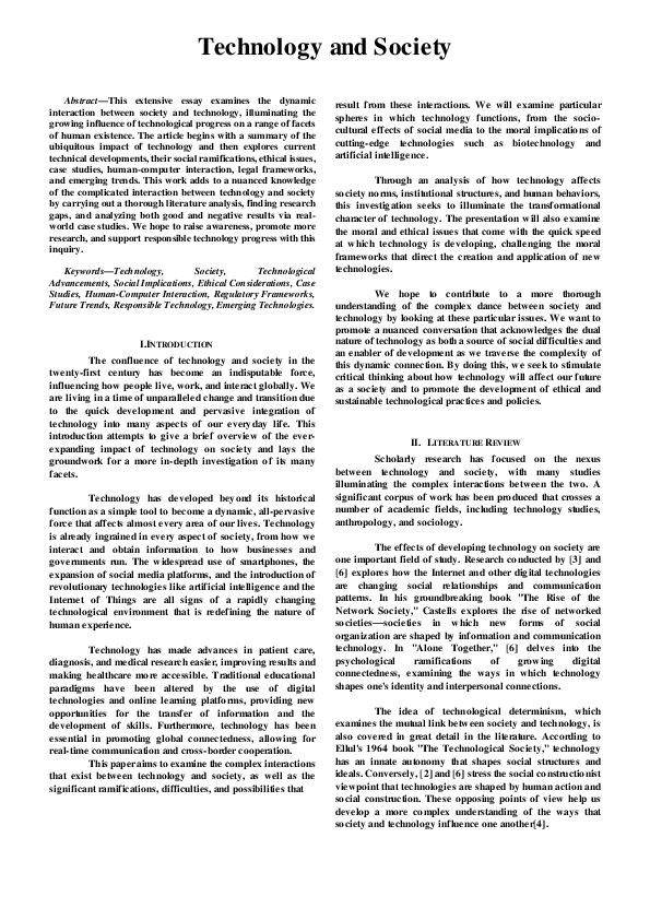 (PDF) Technology and Society