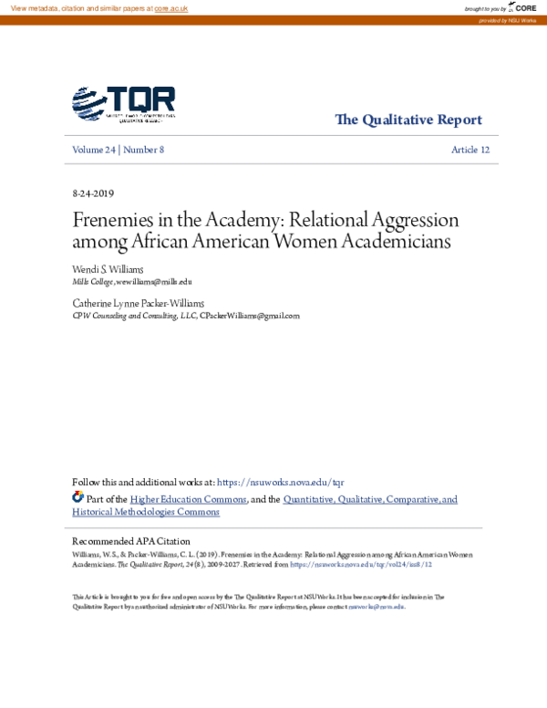 (PDF) Frenemies in the Academy: Relational Aggression among African ...