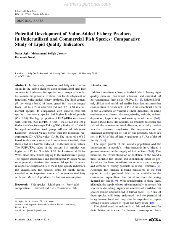 (PDF) Potential Development of Value-Added Fishery Products in ...