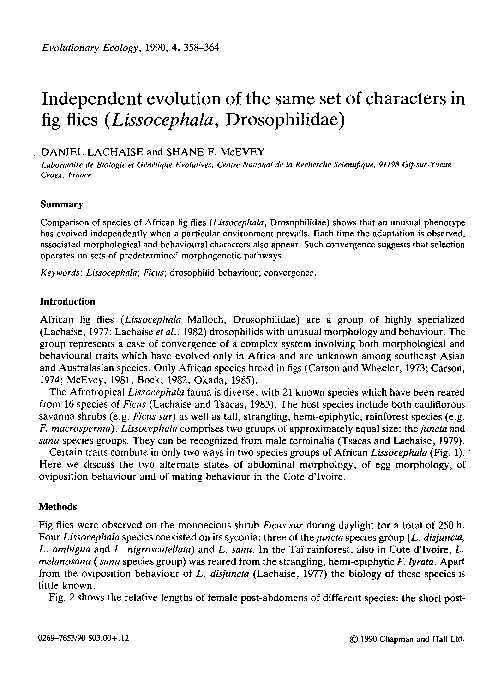 (PDF) Independent evolution of the same set of characters in fig flies ...