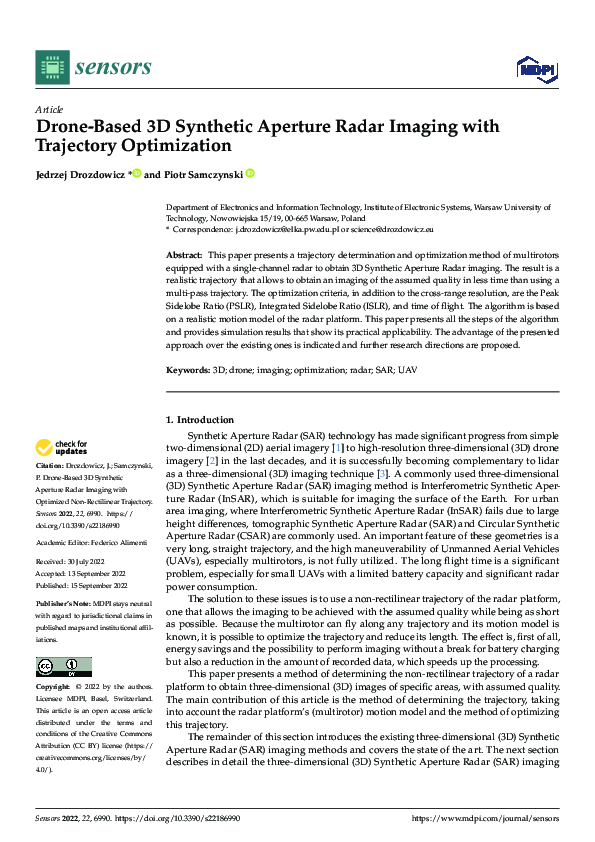 (PDF) Drone-Based 3D Synthetic Aperture Radar Imaging with Trajectory ...