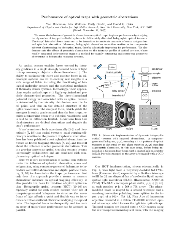 (PDF) Performance of optical traps with geometric aberrations