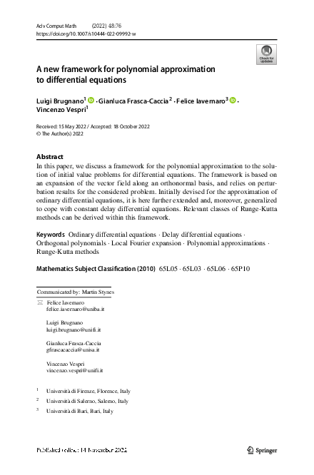 (PDF) A new framework for polynomial approximation to differential equations