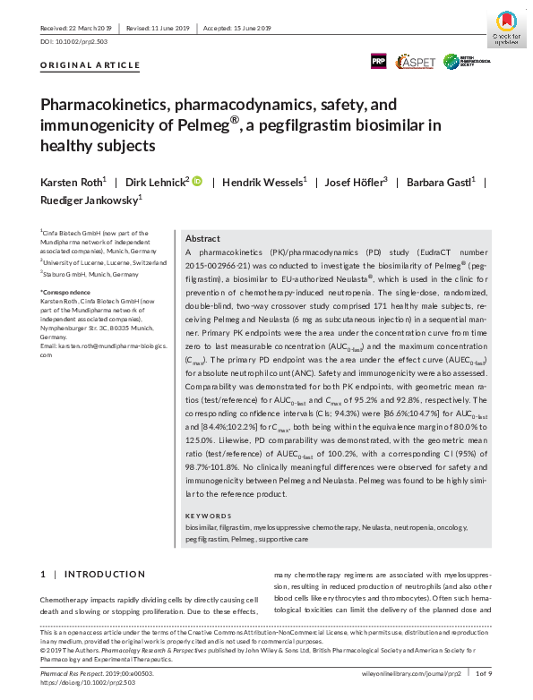 (PDF) Pharmacokinetics, pharmacodynamics, safety, and immunogenicity of ...