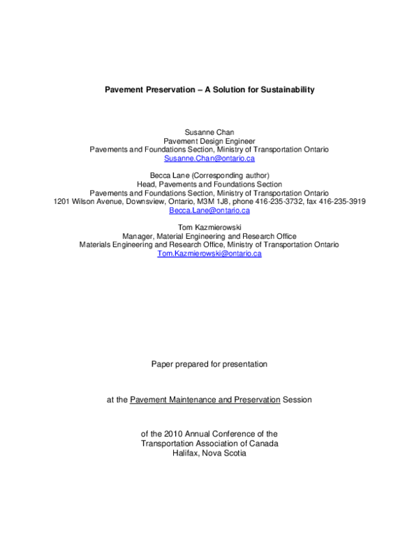(PDF) Pavement Preservation