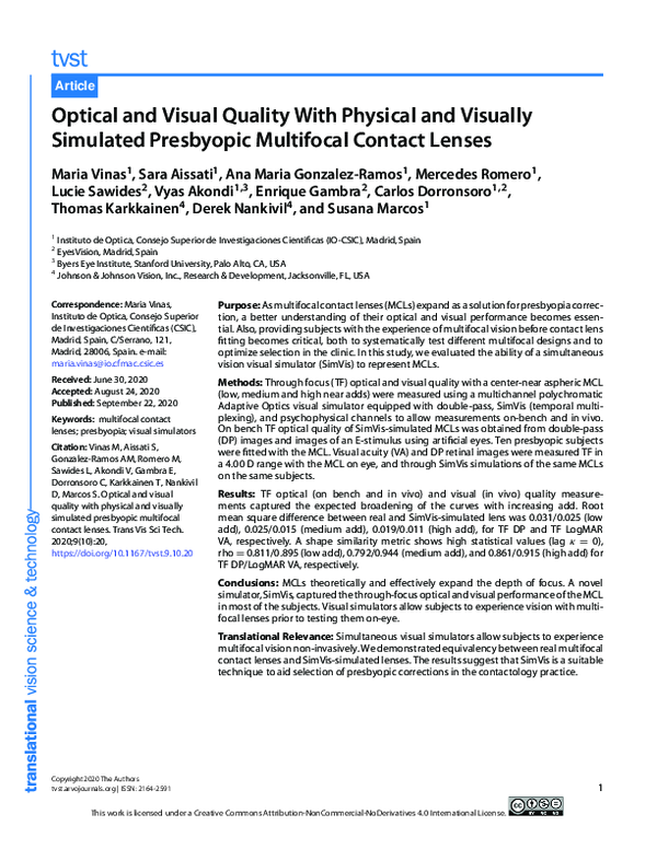 (PDF) Optical and Visual Quality With Physical and Visually Simulated ...