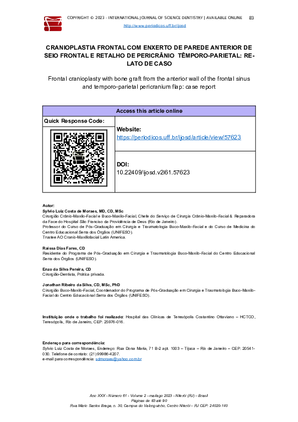 (PDF) Cranioplastia Frontal Com Enxerto De Parede Anterior De Seio ...