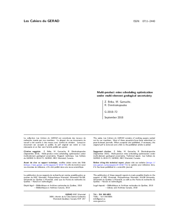 (PDF) Multi-product mine scheduling optimization under multi-element ...