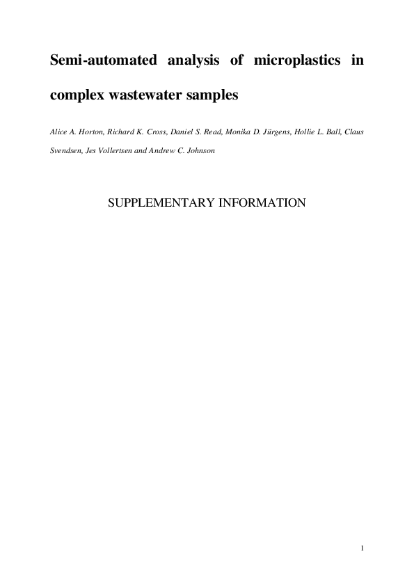 (PDF) Semi-automated analysis of microplastics in complex wastewater samples