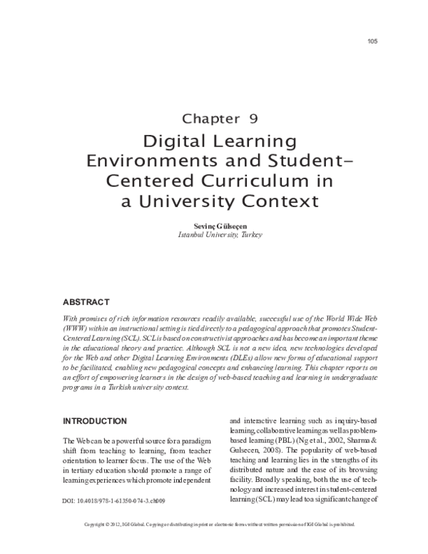 (PDF) Digital Learning Environments and Student-Centered Curriculum in ...