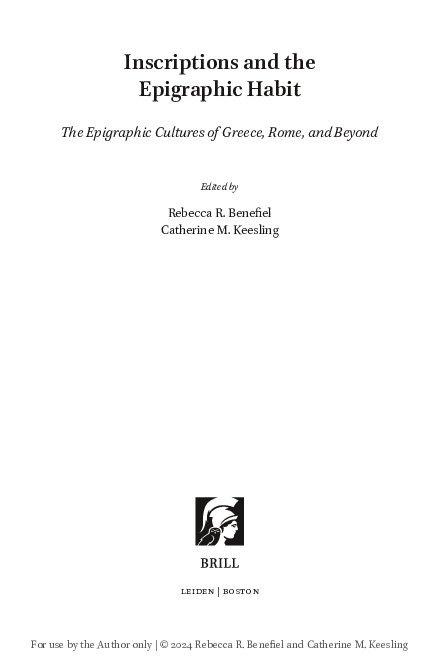 (PDF) Inscriptions and the Epigraphic Habit. The Epigraphic Cultures of ...