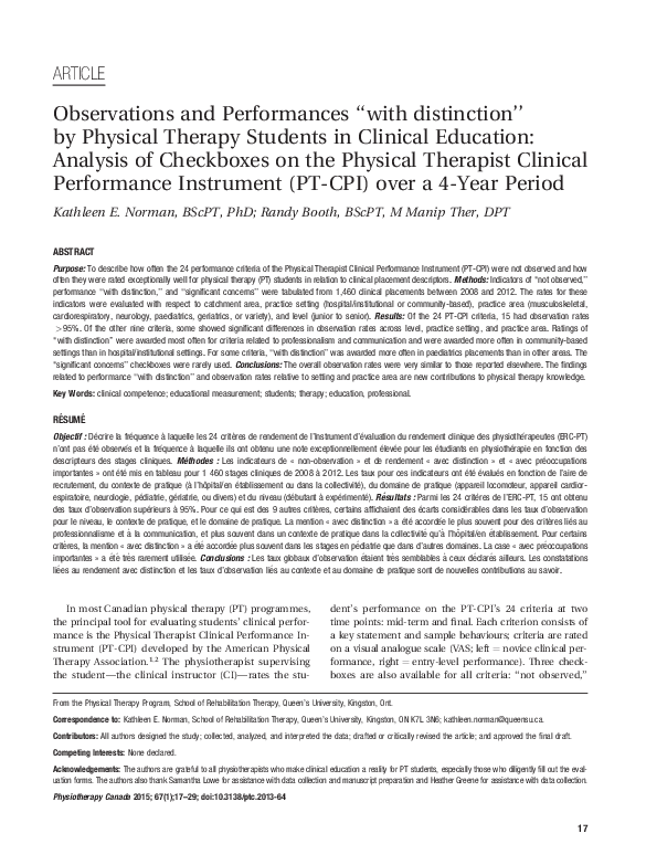 (PDF) Observations and Performances “with distinction” by Physical ...