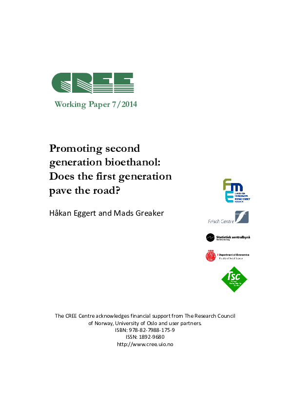 (PDF) Promoting second generation bioethanol: Does the first generation ...