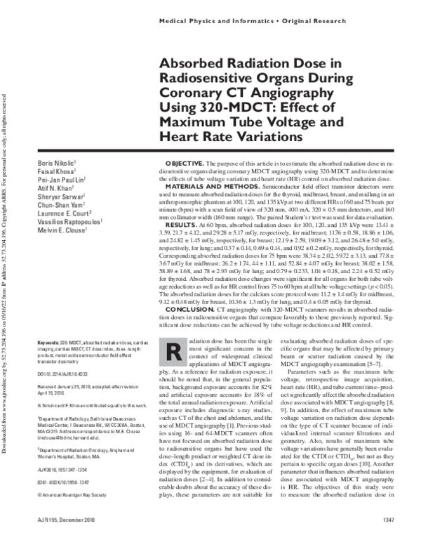 (PDF) Absorbed Radiation Dose in Radiosensitive Organs During Coronary ...