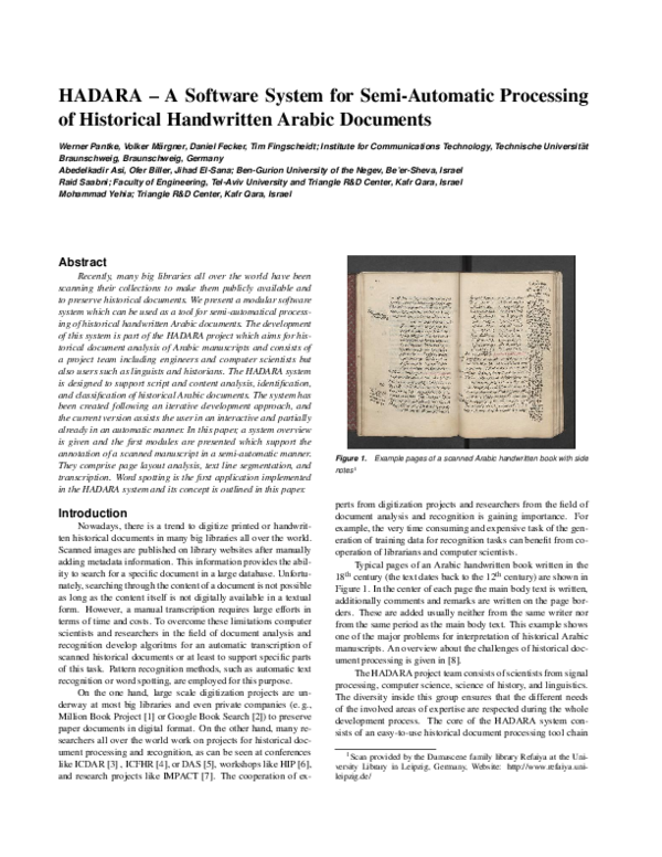 (PDF) HADARA – A Software System for Semi-Automatic Processing of ...