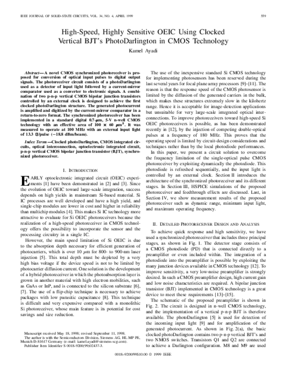 (PDF) High-speed, highly sensitive OEIC using clocked vertical BJT's ...