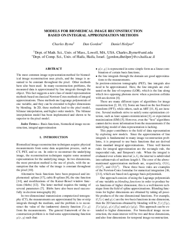 (PDF) Models for biomedical image reconstruction based on integral ...
