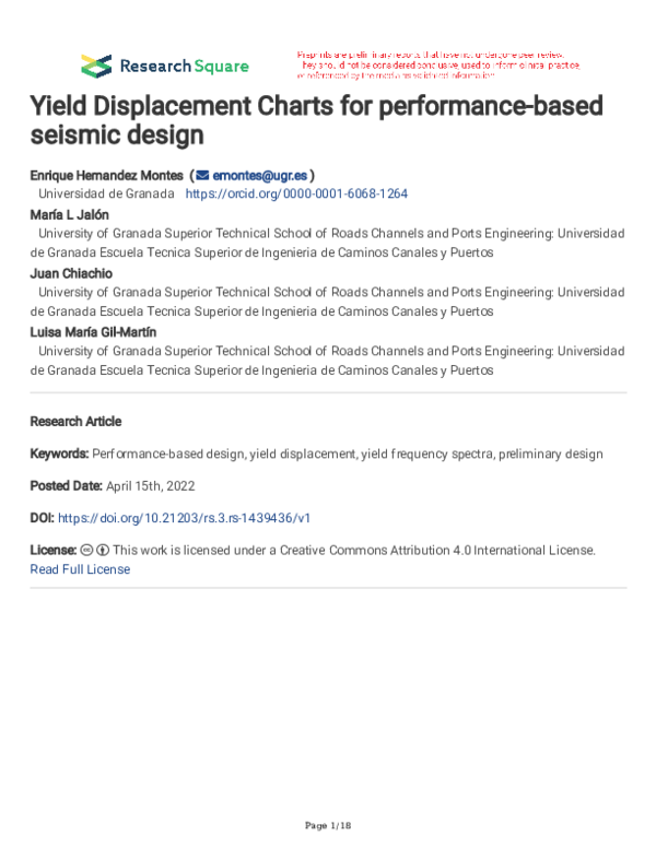 (PDF) Yield Displacement Charts for performance-based seismic design