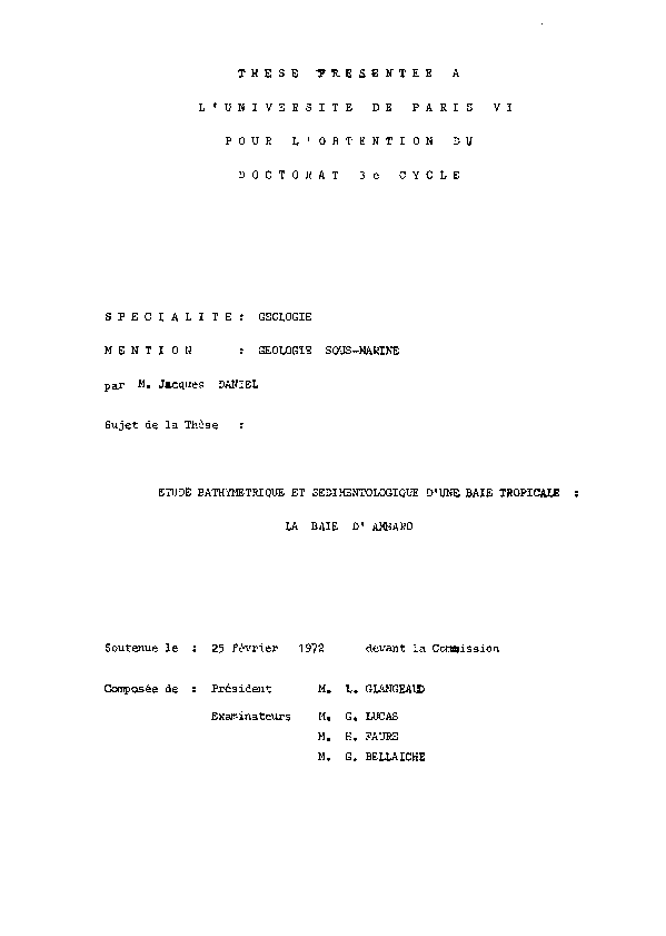 (PDF) Etude bathymétrique et sédimentologique d'une baie tropicale : la ...