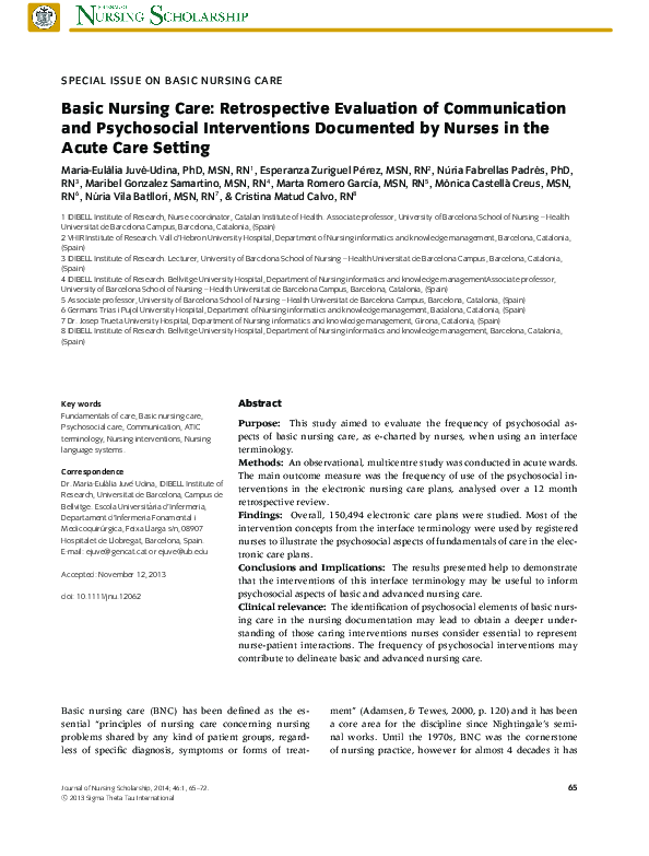 (PDF) Basic Nursing Care: Retrospective Evaluation of Communication and ...