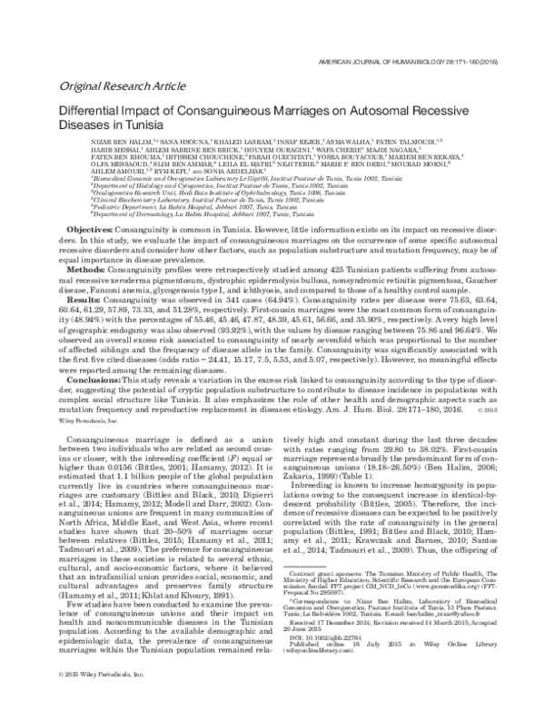 (PDF) Differential impact of consanguineous marriages on autosomal ...