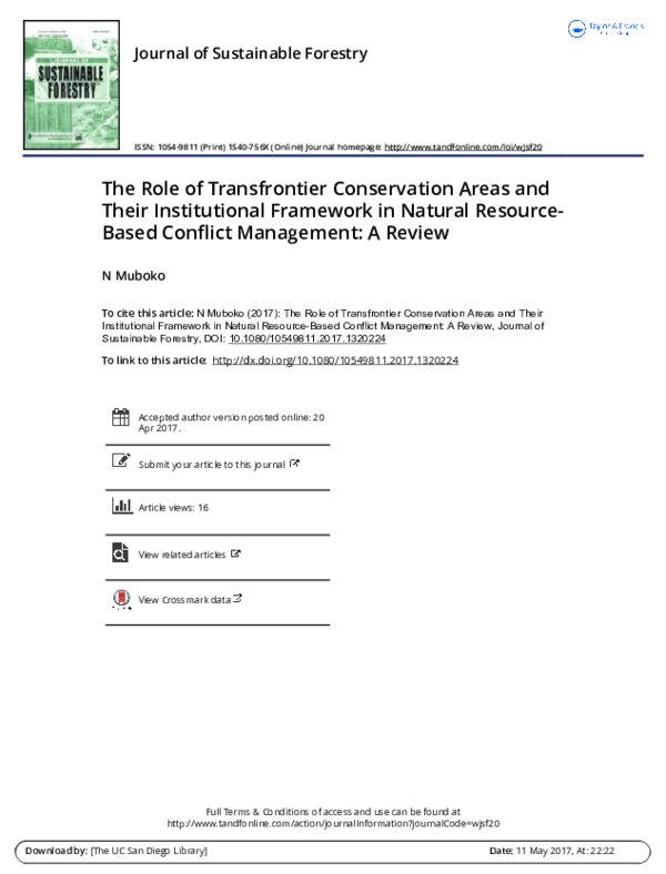 (PDF) The role of transfrontier conservation areas and their ...