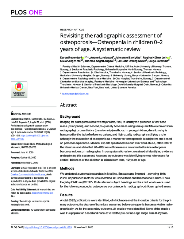 (PDF) Revisiting the radiographic assessment of osteoporosis—Osteopenia ...