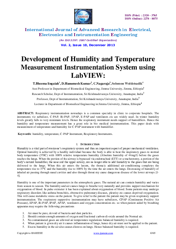(PDF) Development of Humidity and Temperature Measurement Instrumentation System using LabVIEW