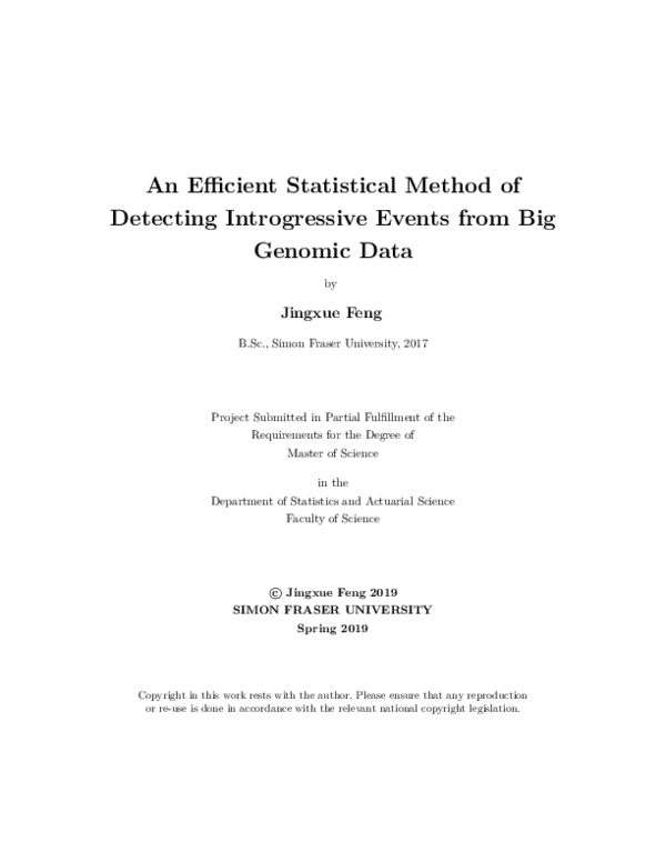 (PDF) An efficient statistical method of detecting introgressive events from big genomic data