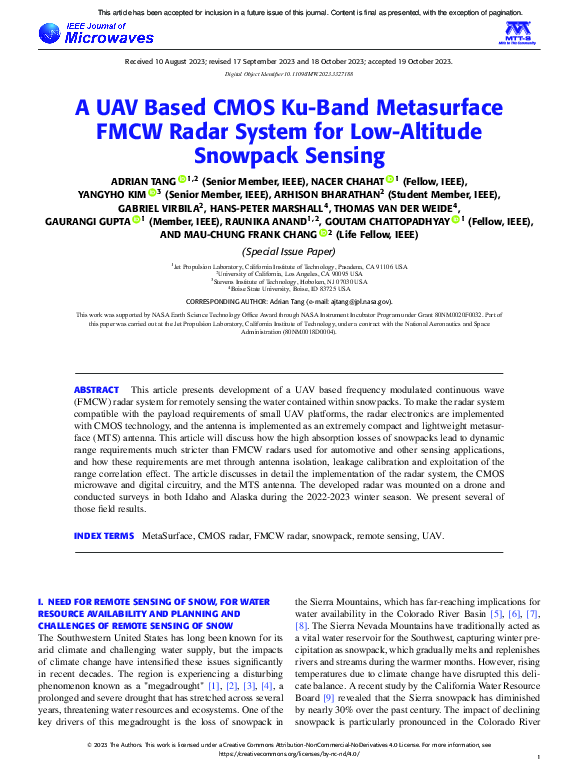 (PDF) A UAV Based CMOS Ku-Band Metasurface FMCW Radar System for Low ...