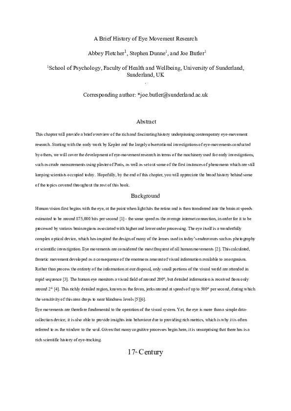(PDF) A Brief History of Eye Movement Research