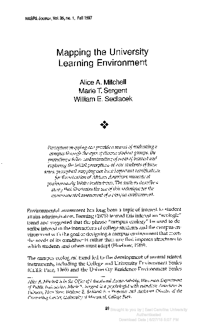 (PDF) Mapping the University Learning Environment