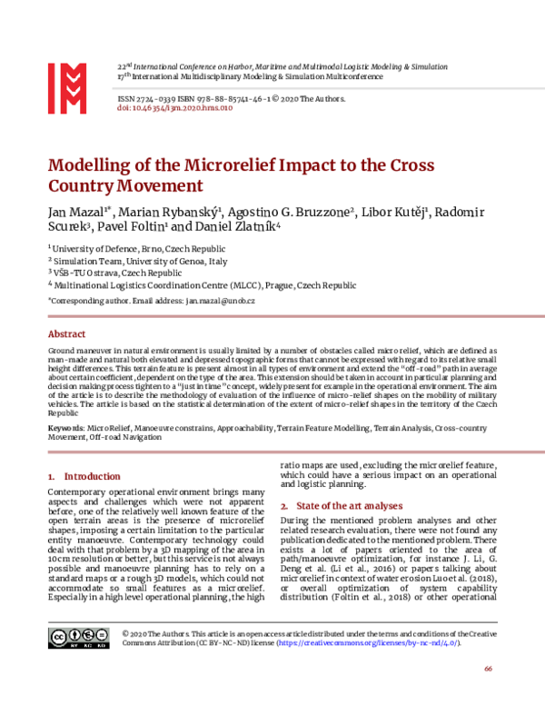 (PDF) Modelling of the microrelief impact to the cross country movement