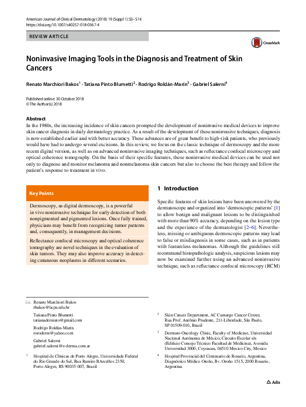 (PDF) Advancements in Noninvasive Skin Cancer Imaging