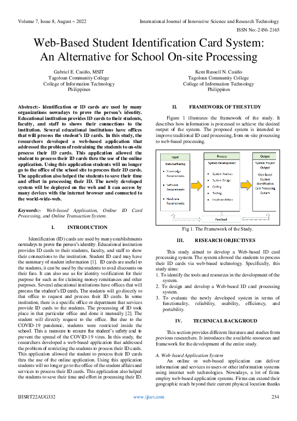 (PDF) Web-Based Student Identification Card System: An Alternative for School On-site Processing