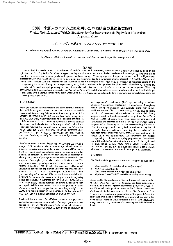 (PDF) Design Optimization of Vehicle Structures for Crashworthiness via Equivalent Mechanism ...