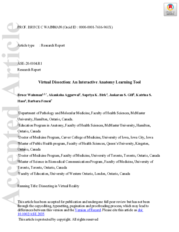 (PDF) Virtual Dissection: An Interactive Anatomy Learning Tool