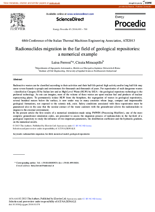 (PDF) Radionuclides Migration in the Far Field of Geological ...