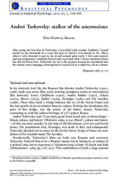 (PDF) Andrei Tarkovsky: stalker of the unconscious