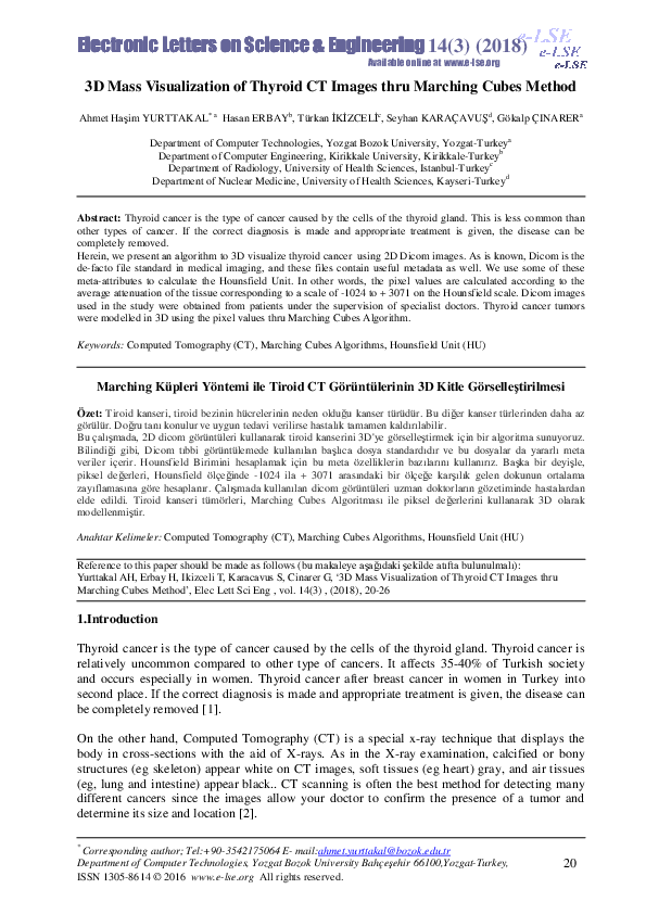 (PDF) 3D Mass Visualization of Thyroid CT Images thru Marching Cubes Method