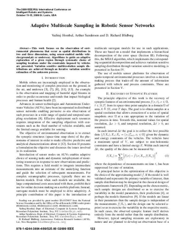 (PDF) Adaptive multiscale sampling in robotic sensor networks