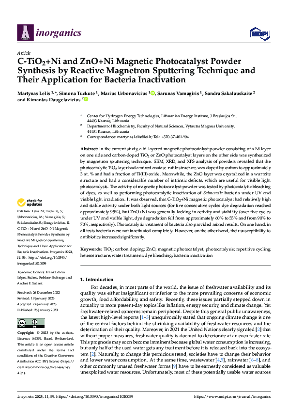 (PDF) C-TiO2+Ni and ZnO+Ni Magnetic Photocatalyst Powder Synthesis by ...