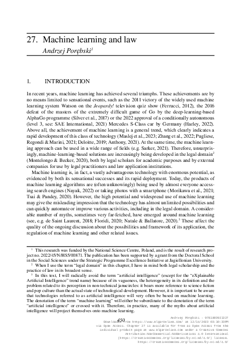 (PDF) Machine learning and law